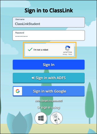 reCAPTCHA at ClassLink