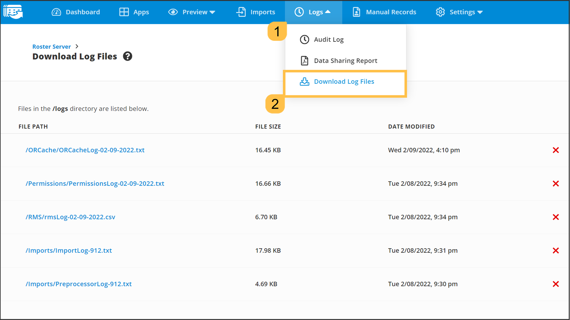 Roster Server Settings