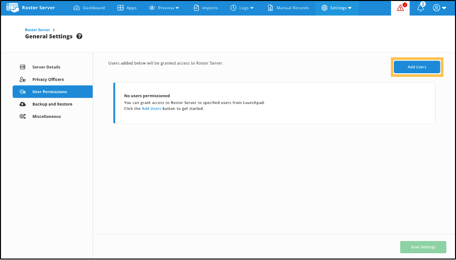 Roster Server Settings