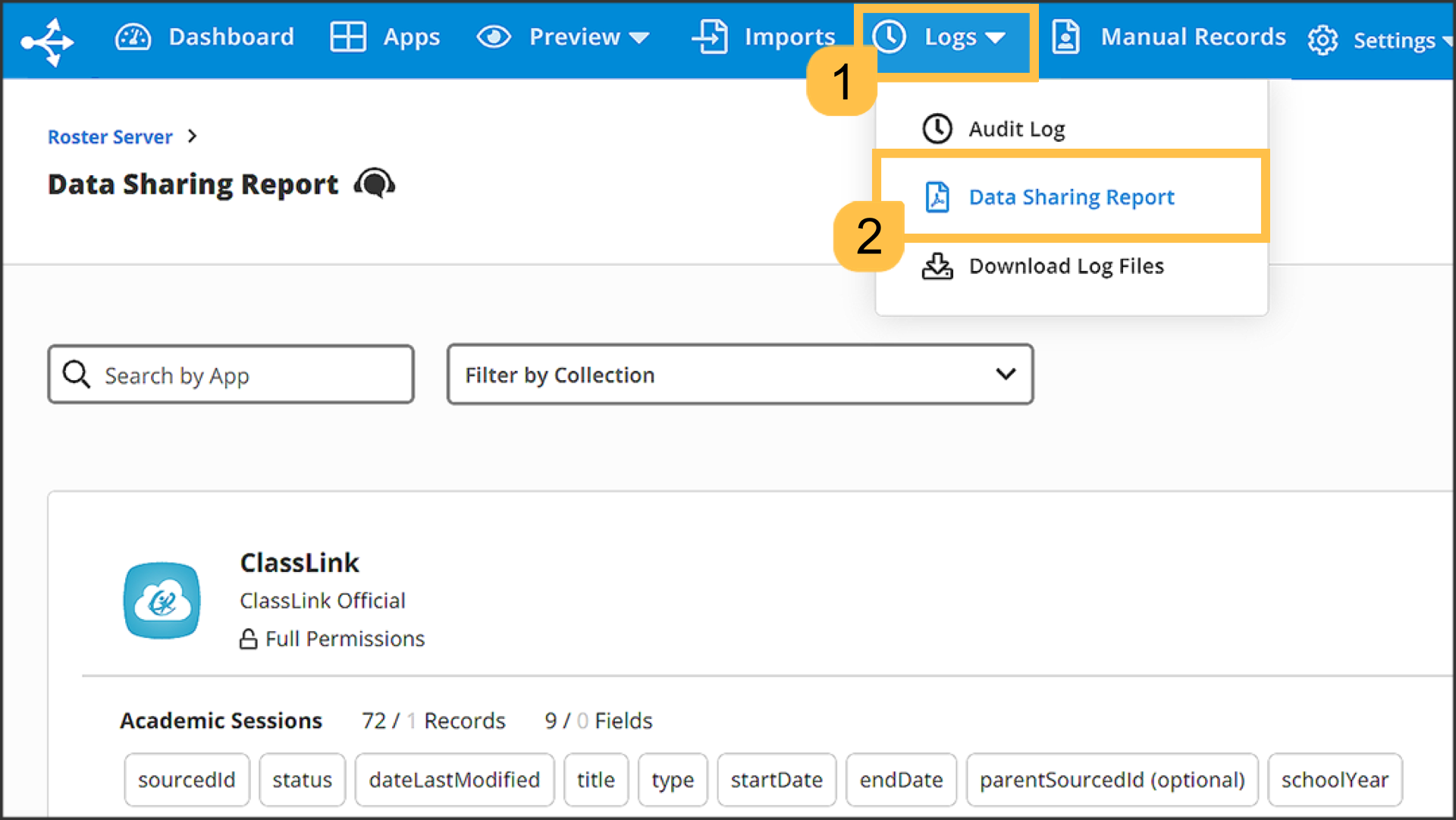 Logs: Data Sharing Report