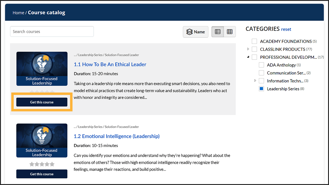 Add a Course From the Course Catalog
