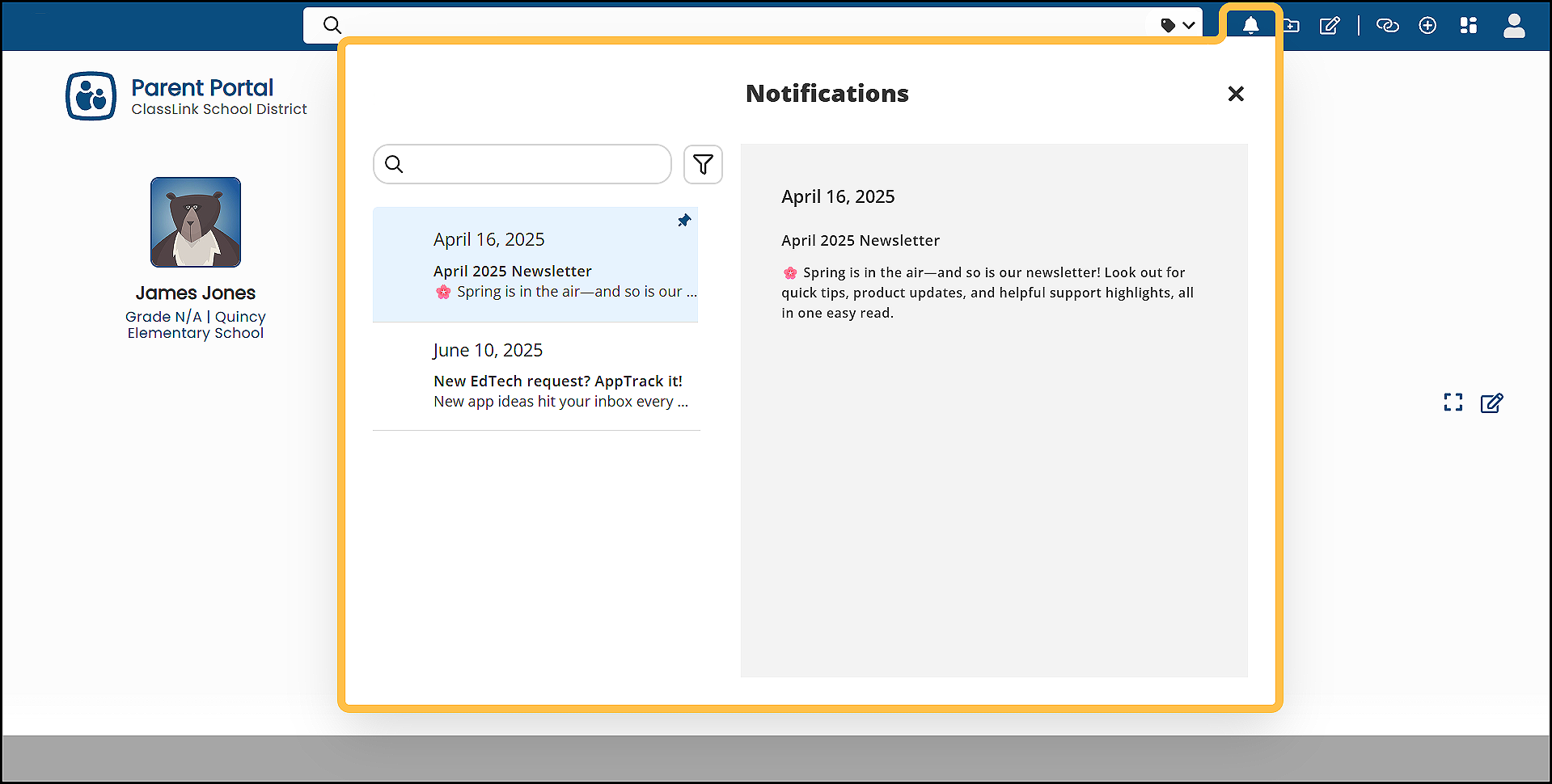 Parent Portal: Notifications