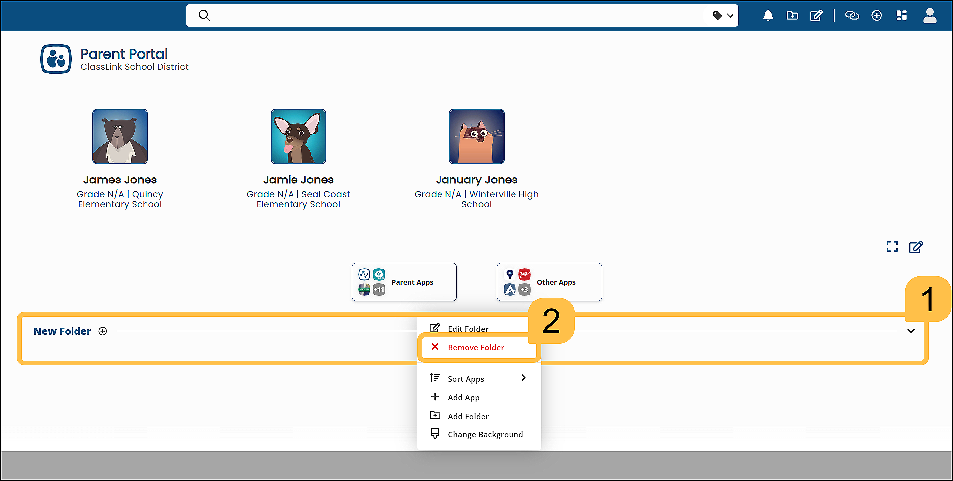 Parent Portal: Folder Management