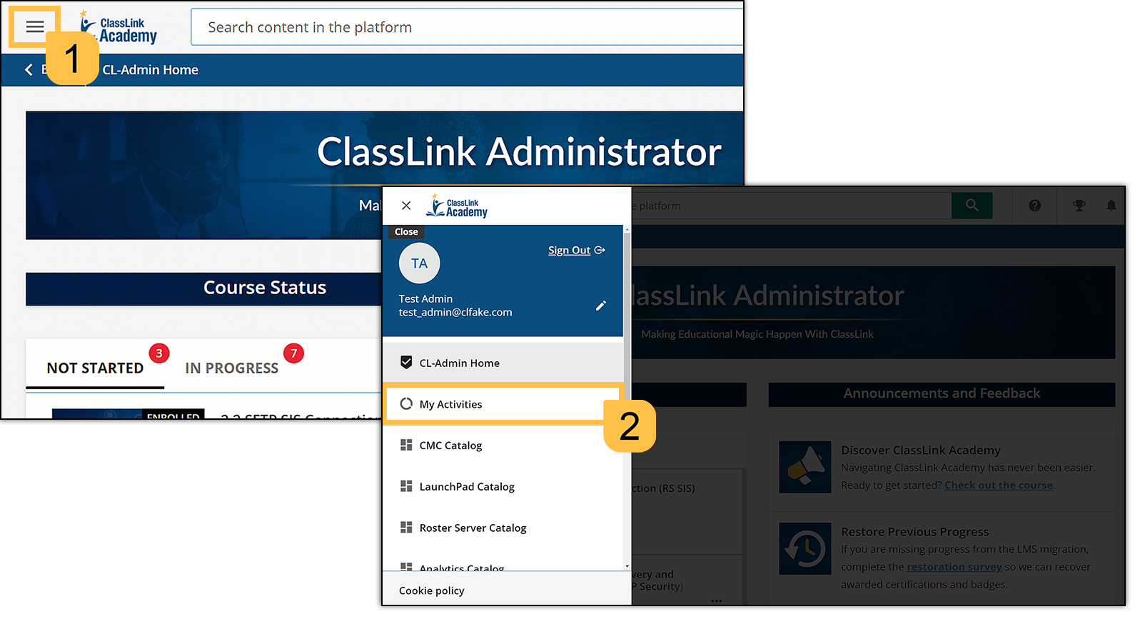 My Activities in ClassLink Academy