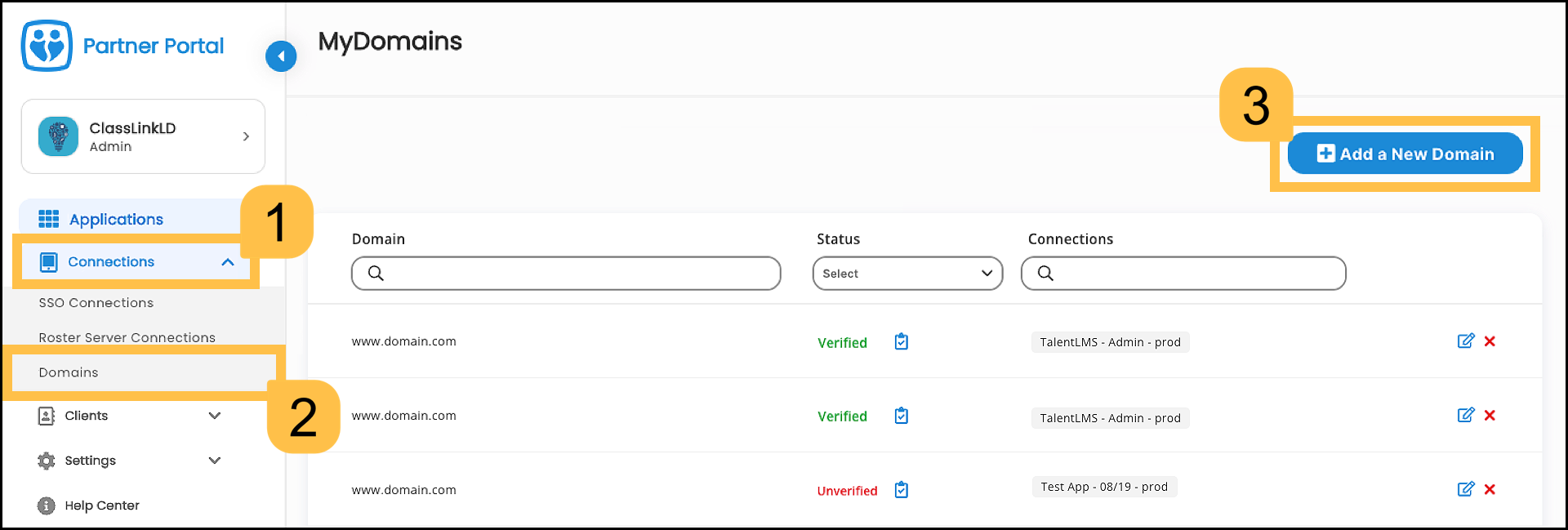 Add and Manage Domains