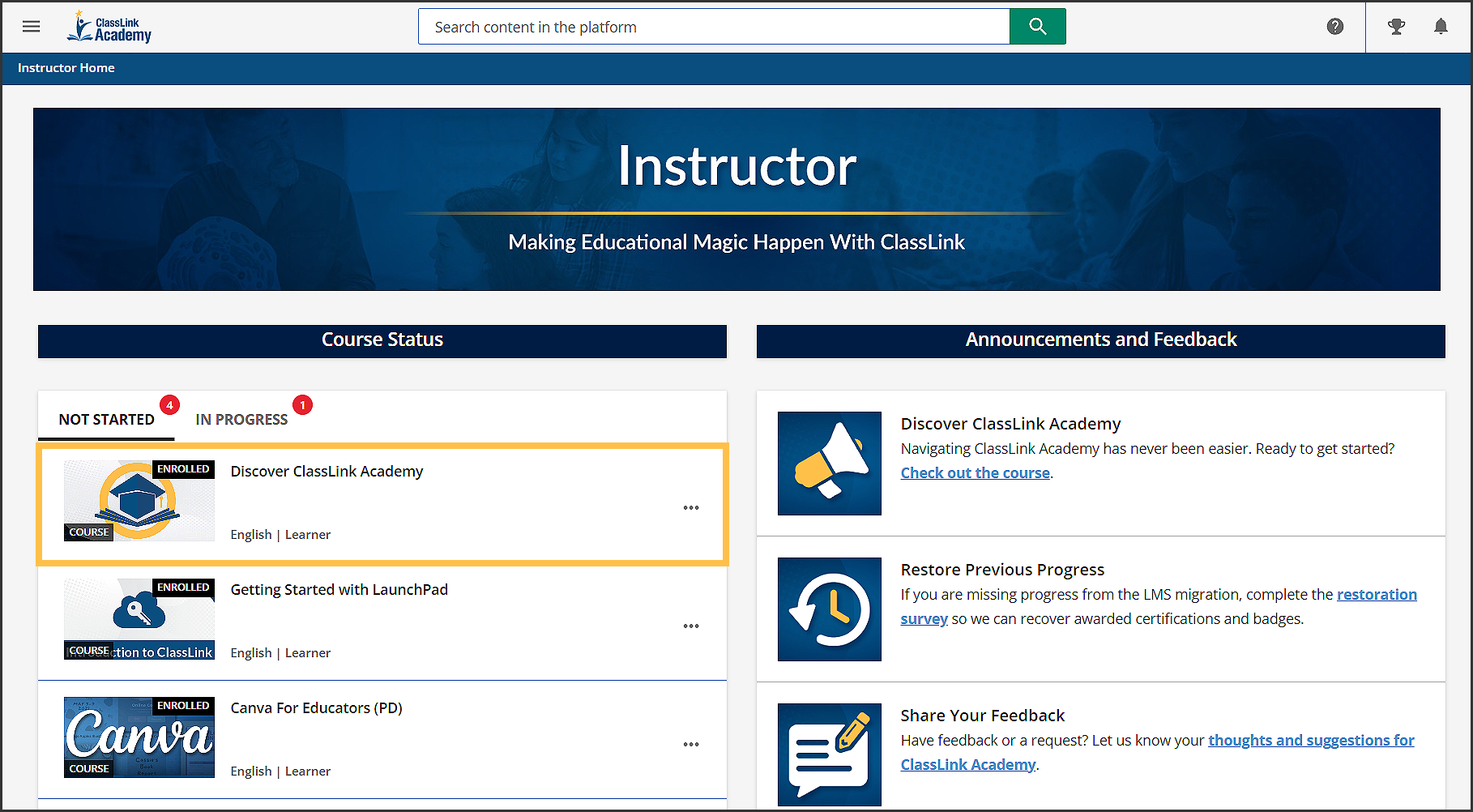 Instructor Learning Experiences
