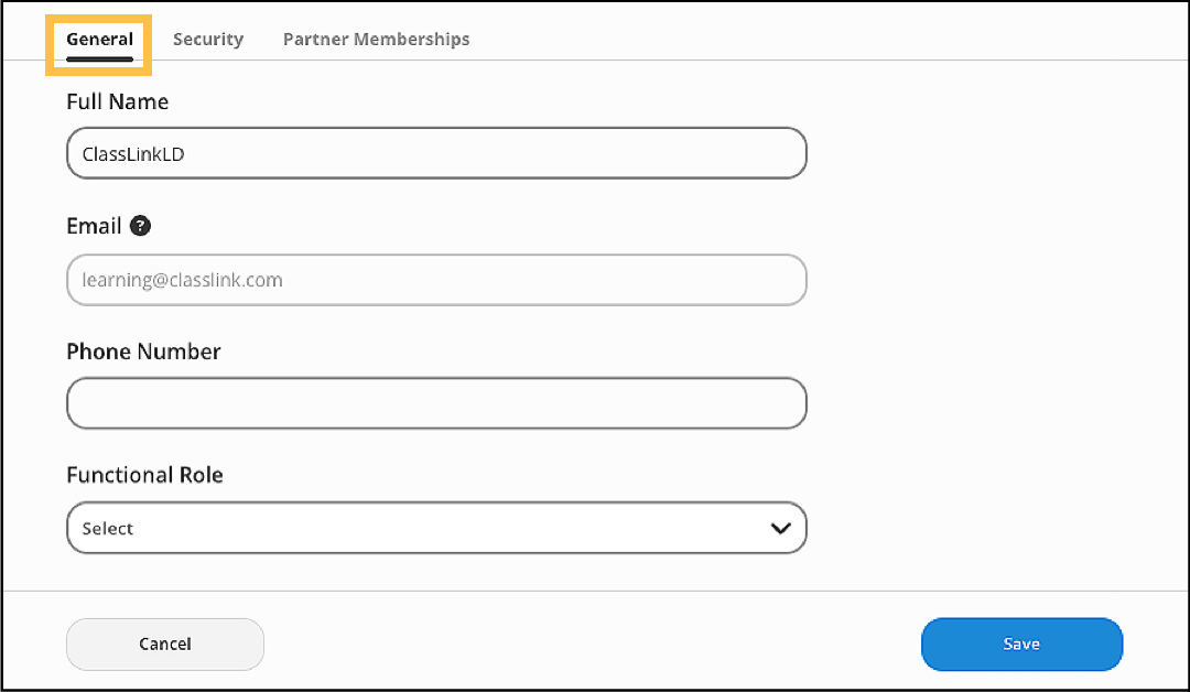 Partner Profile Settings