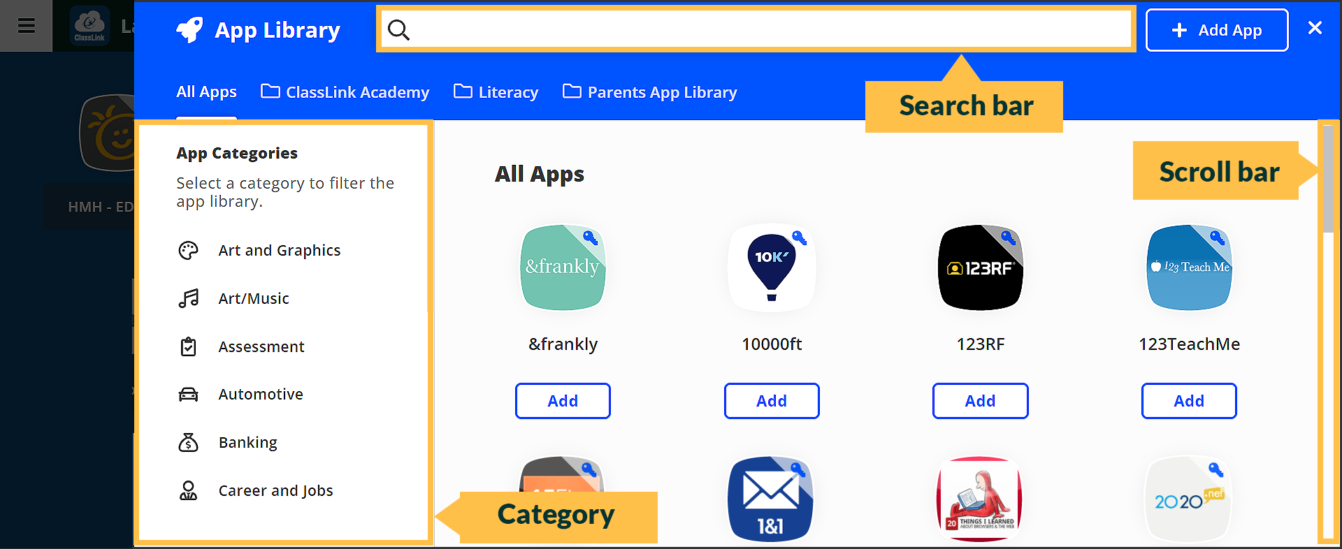 LaunchPad Home Page: Access and Add to the App Library