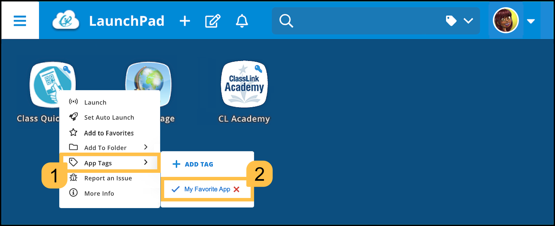 LaunchPad Home Page: Organize Apps With Tags
