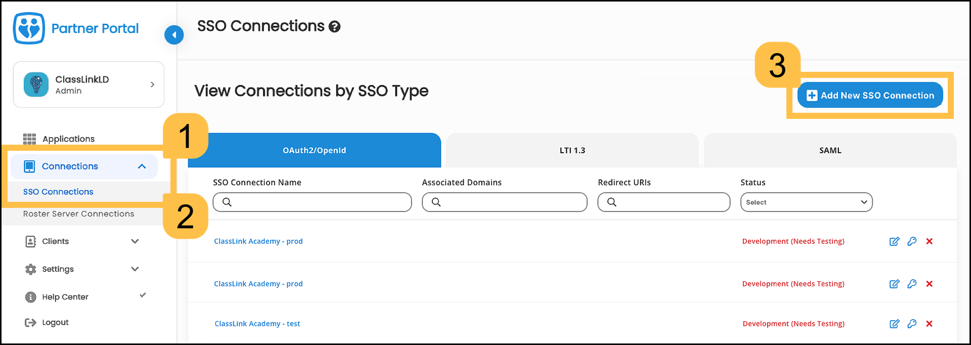 Add and Manage Single Sign-On (SSO) Connections