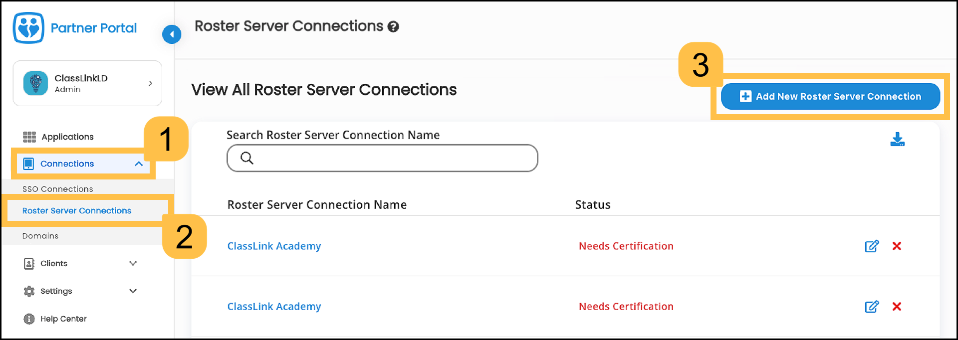 Add and Manage Roster Server Connections