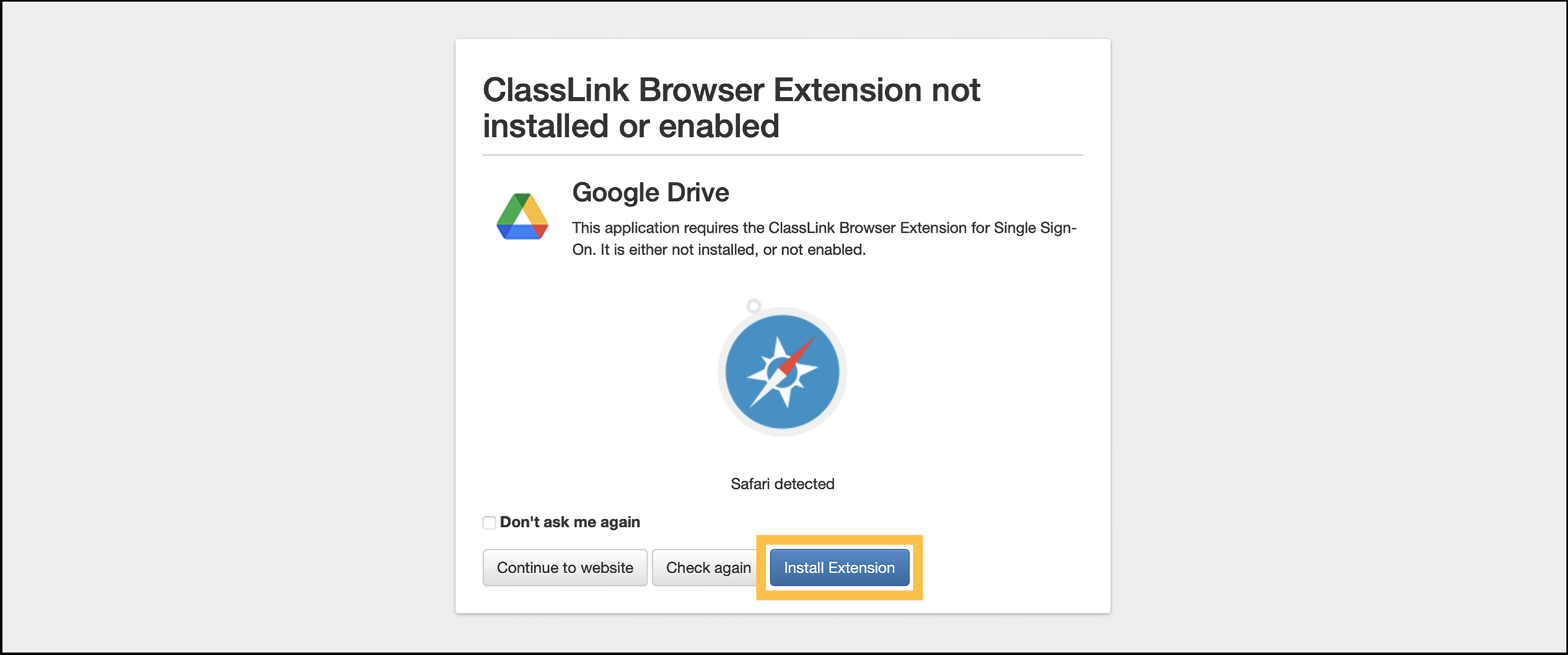ClassLink OneClick Browser Extension: Install for Safari