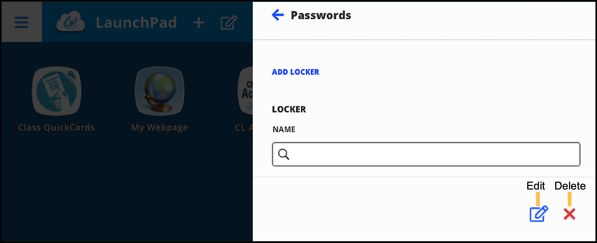 LaunchPad Home Page: Change an App Password