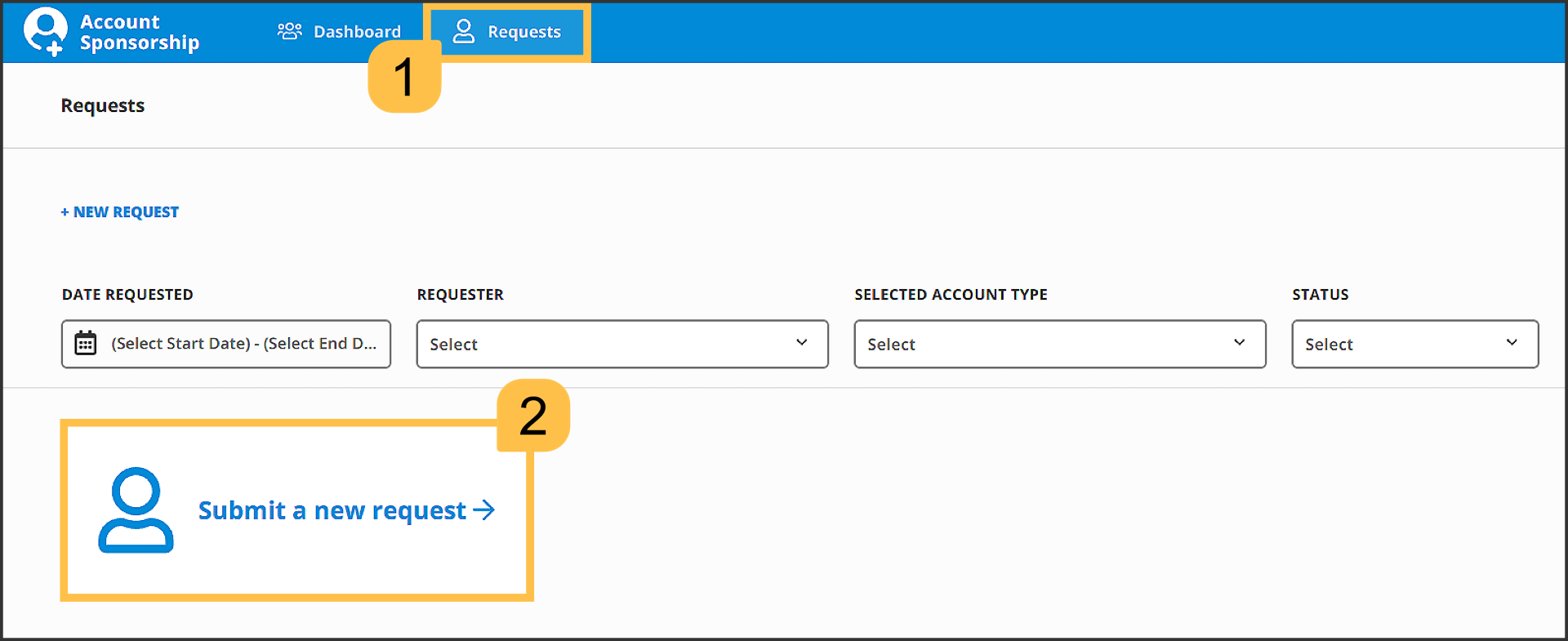Account Sponsorship: Request a Sponsored Account