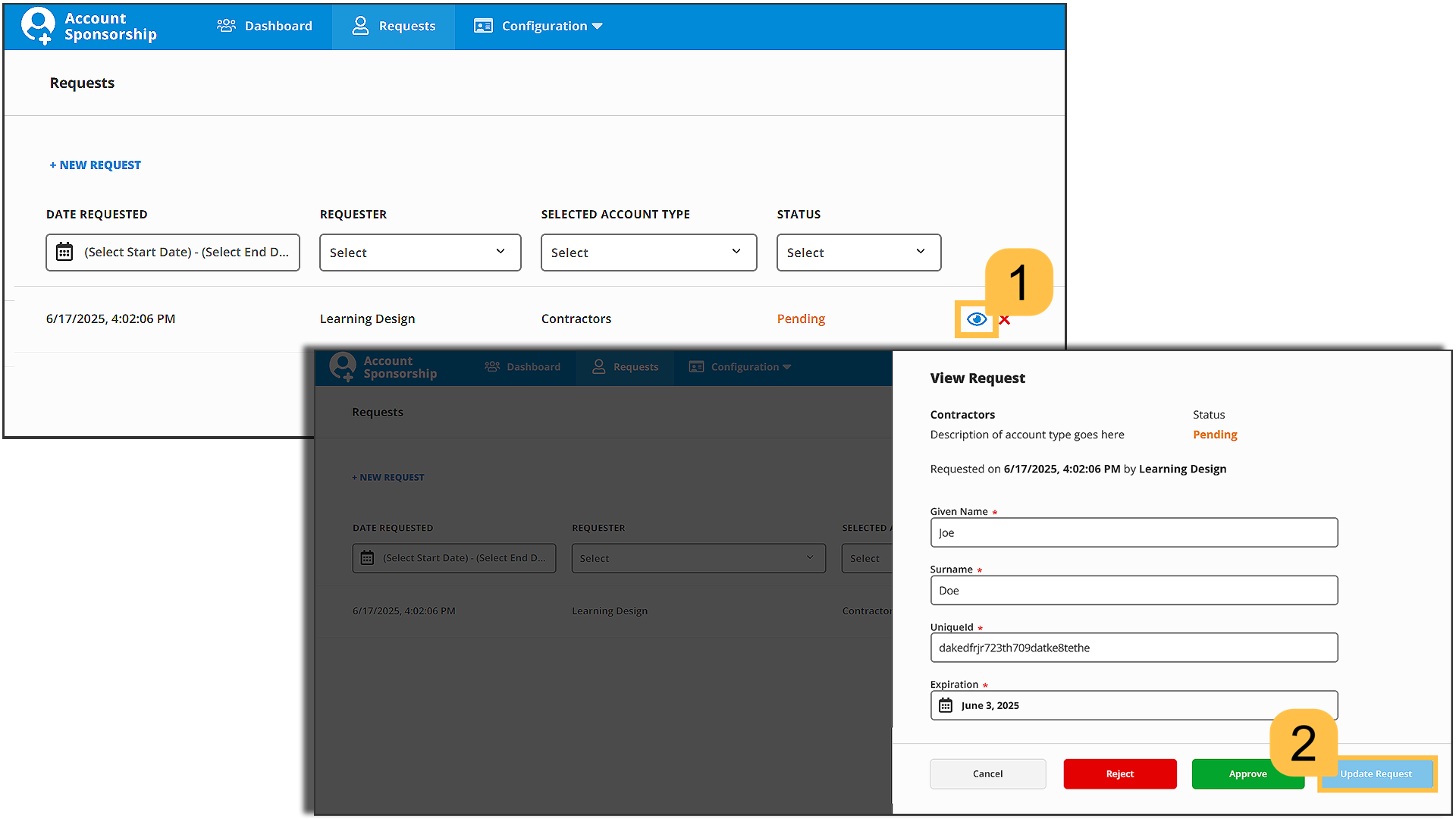 Account Sponsorship: Request a Sponsored Account