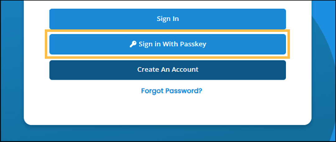 Create a Passkey in Profile Settings