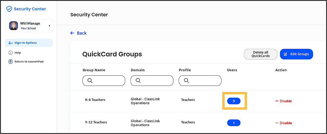 QuickCard Management for Delegated Users: Generate QuickCards