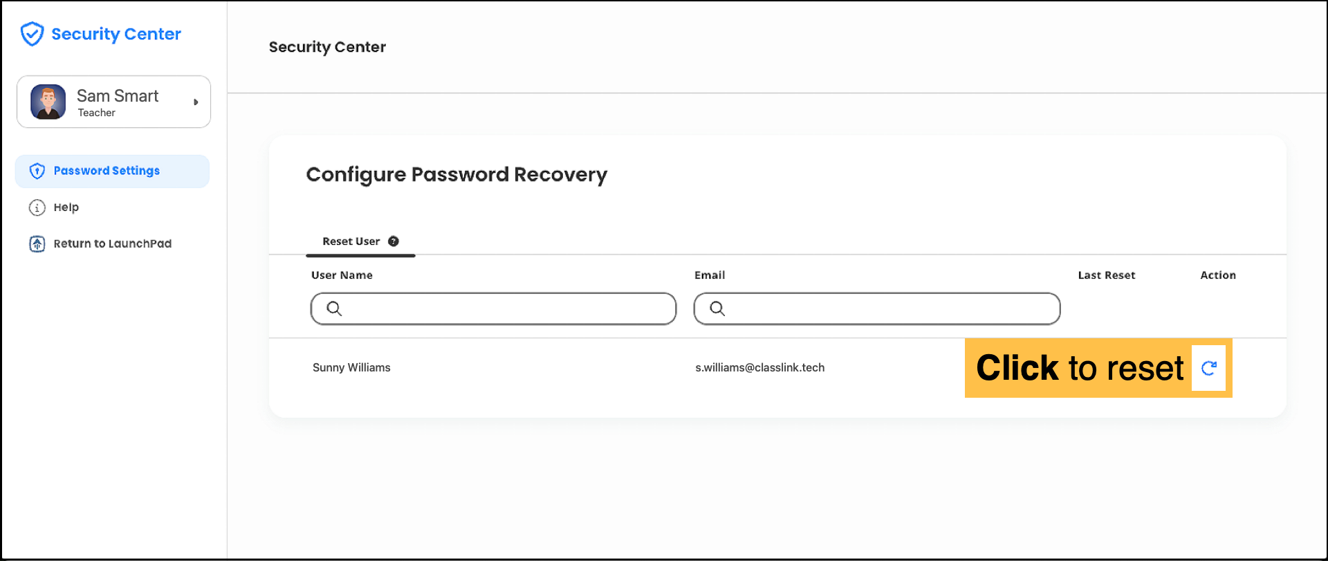 Delegated Access: Reset a User's Password Recovery Options
