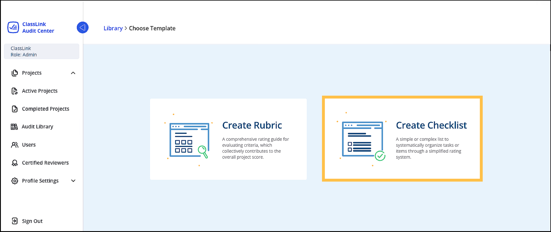 Administrator: Create a Custom Checklist