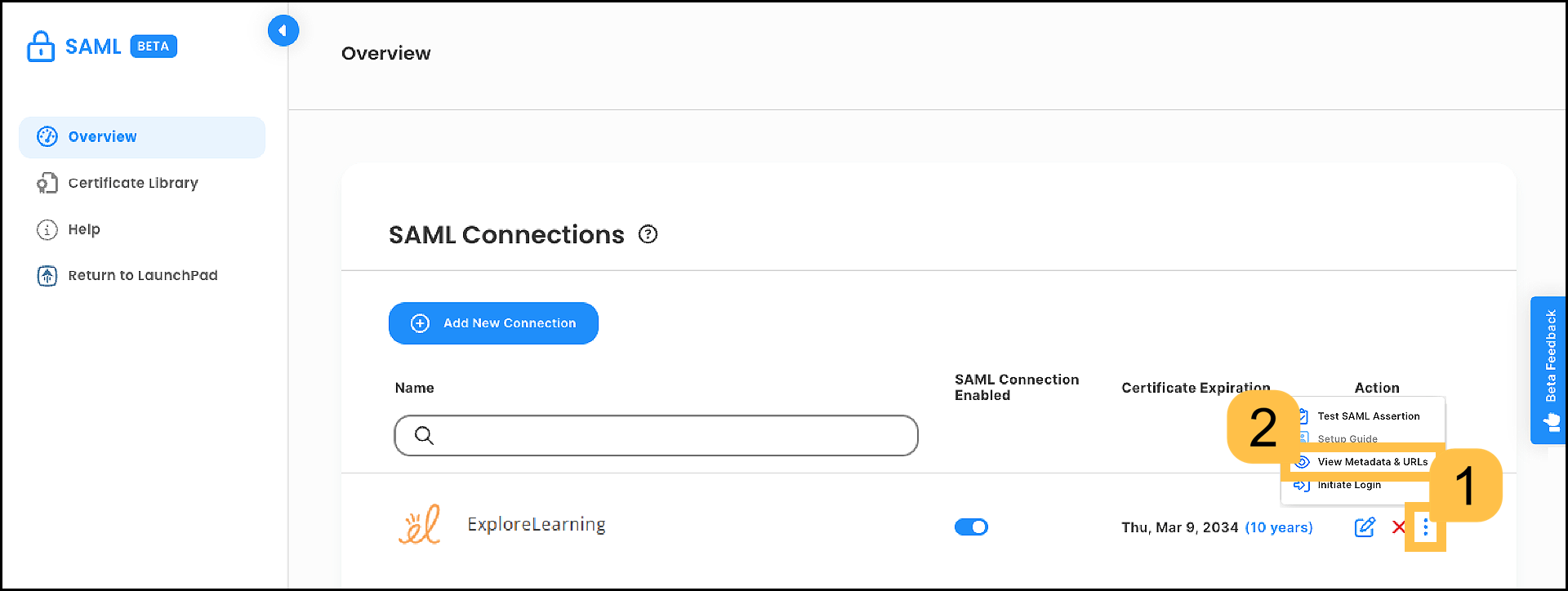 Create a SAML Single Sign-On for ExploreLearning