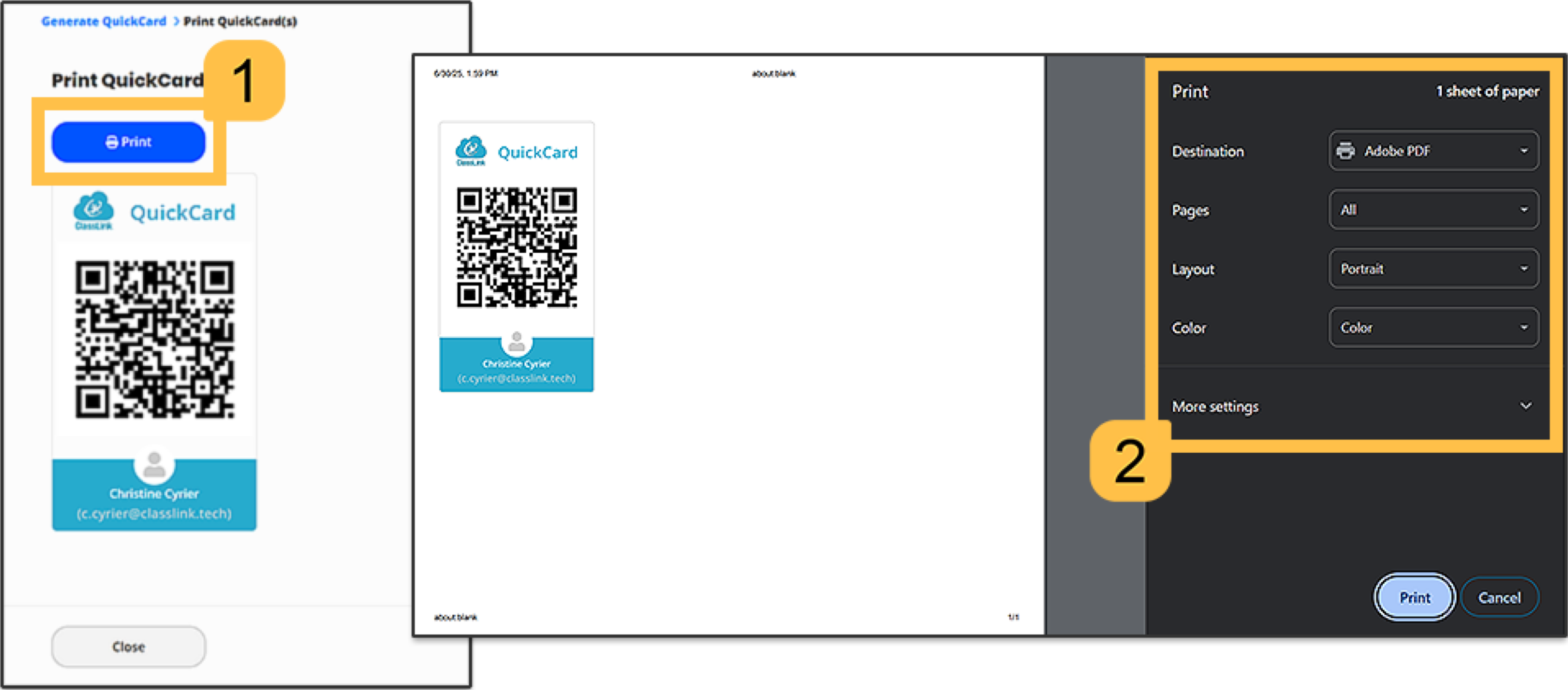 QuickCard Management for Delegated Users: Generate QuickCards