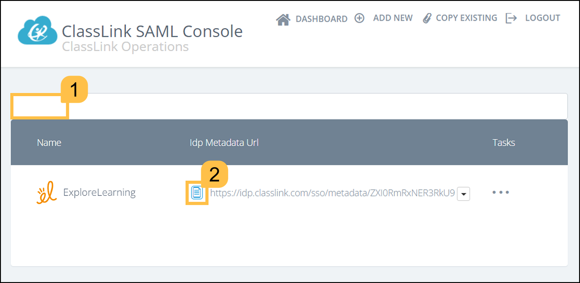 Legacy SAML Console: Create a SAML Single Sign-On for ExploreLearning